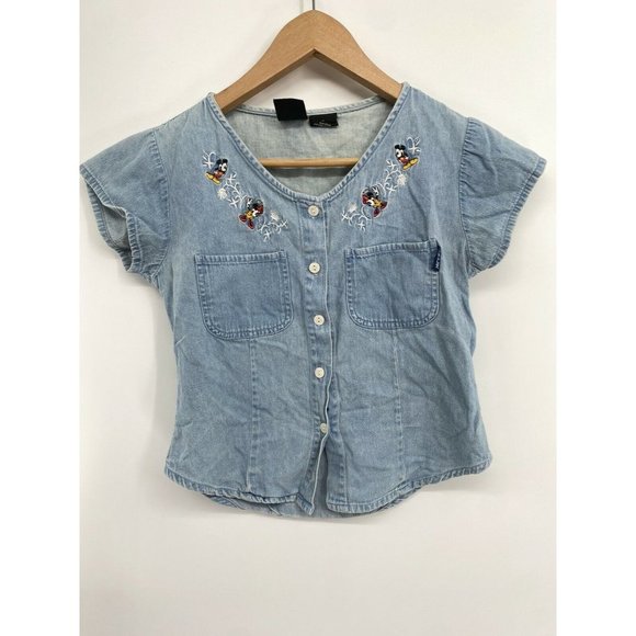 Disney | Tops | Vtg Mickey Unlimited Womens Sleeveless Button Front ...